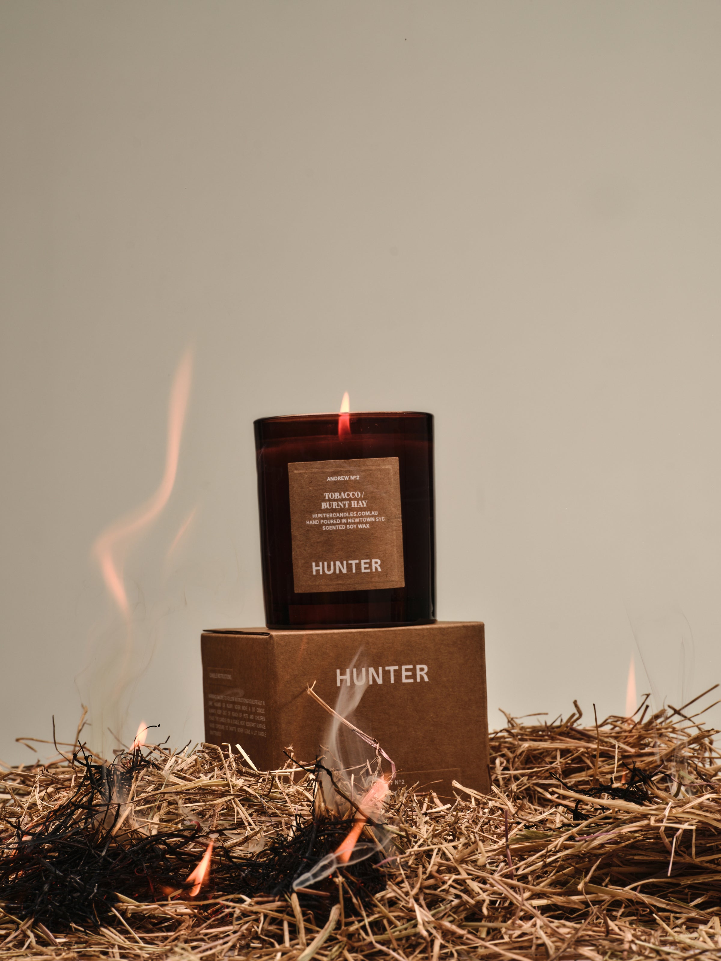 ANDREW | tobacco + burnt hay scented candle| Hunter Candles