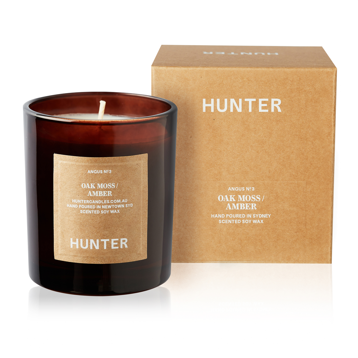 ANGUS | oak moss + amber scented candle | Hunter Candles